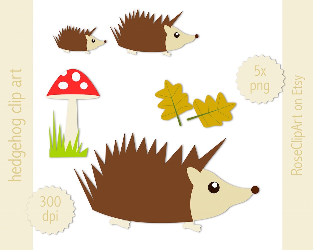 Cute Hedgehog Clipart Instant Download Digital Autumn Clip - Etsy