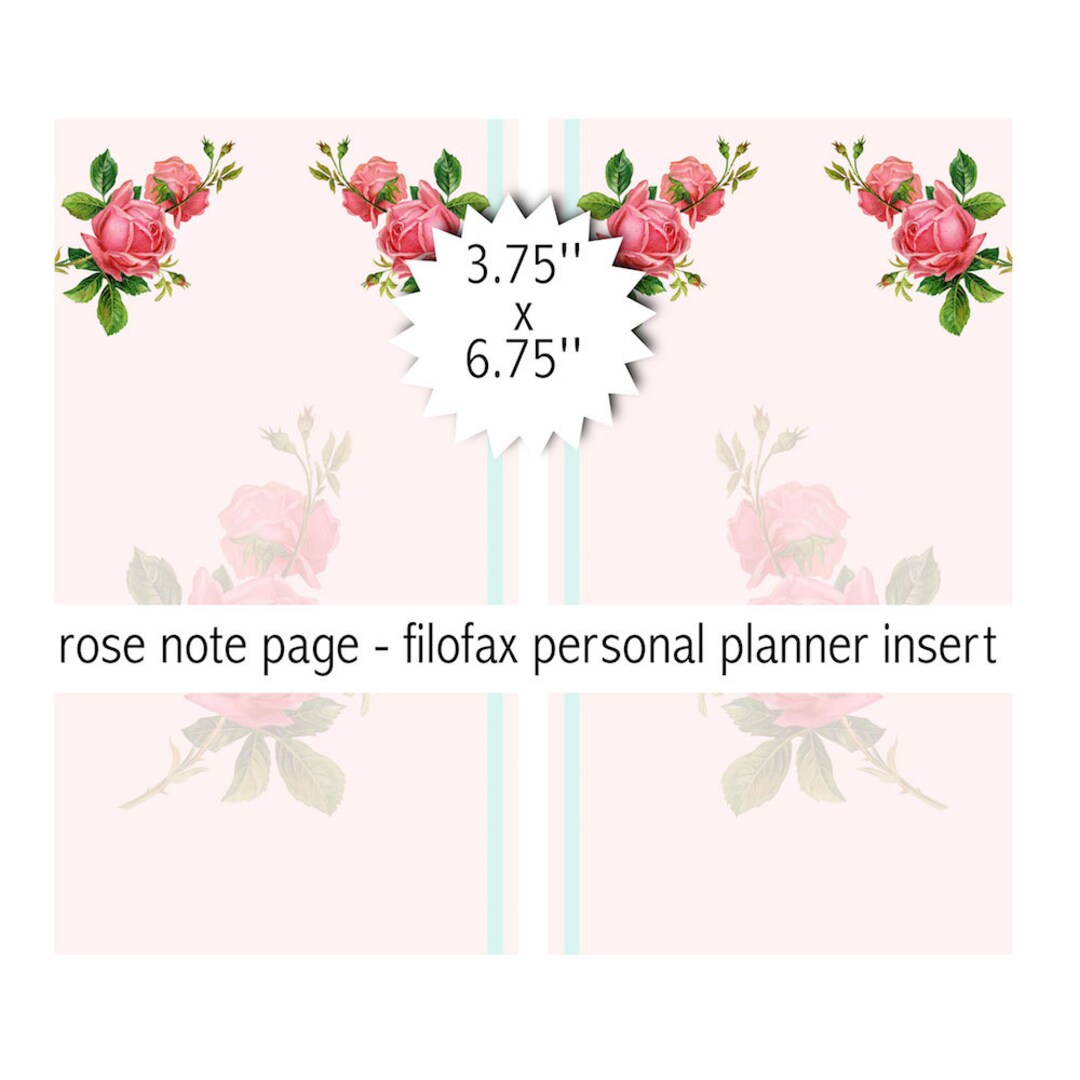 Rose Personal Planner Inserts - Instant Download - Printable Vintage ...