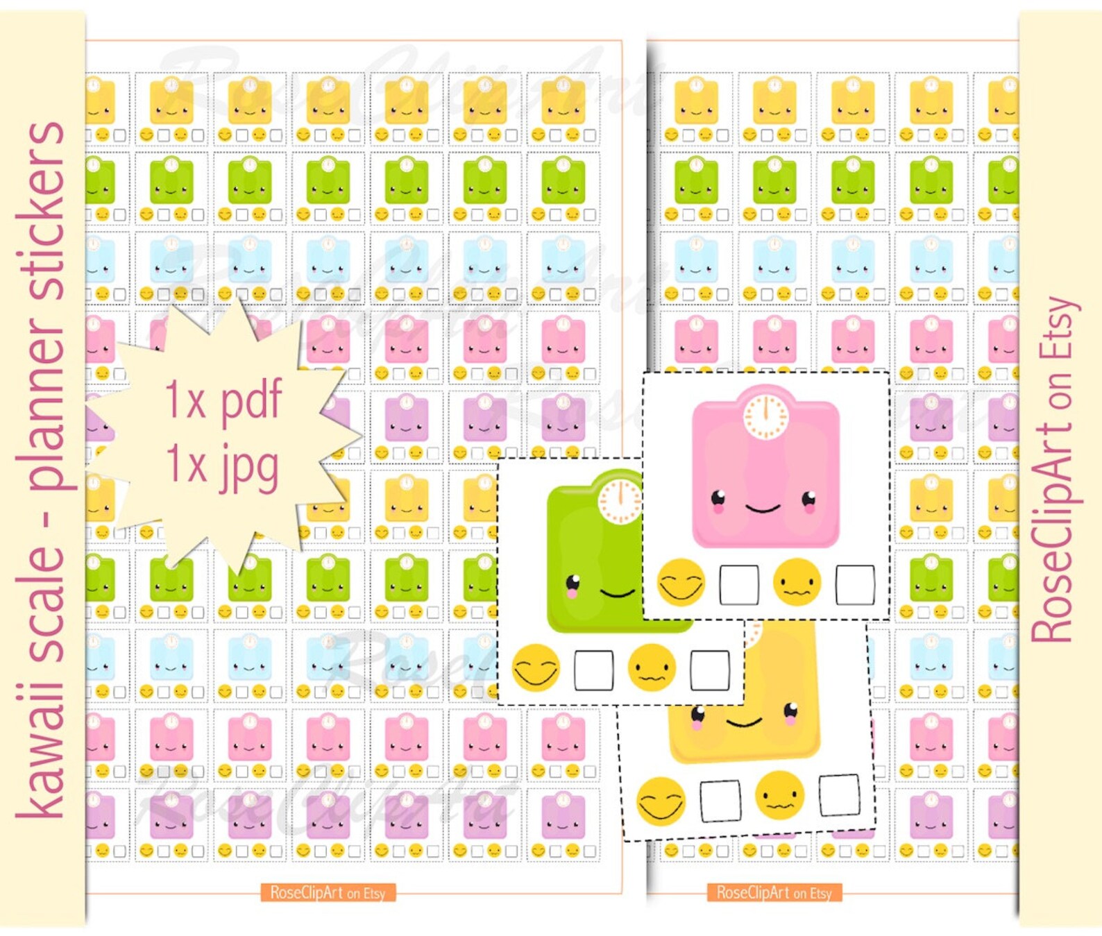 Scale Planner Stickers Instant Download Printable Happy Kawaii Scale ...
