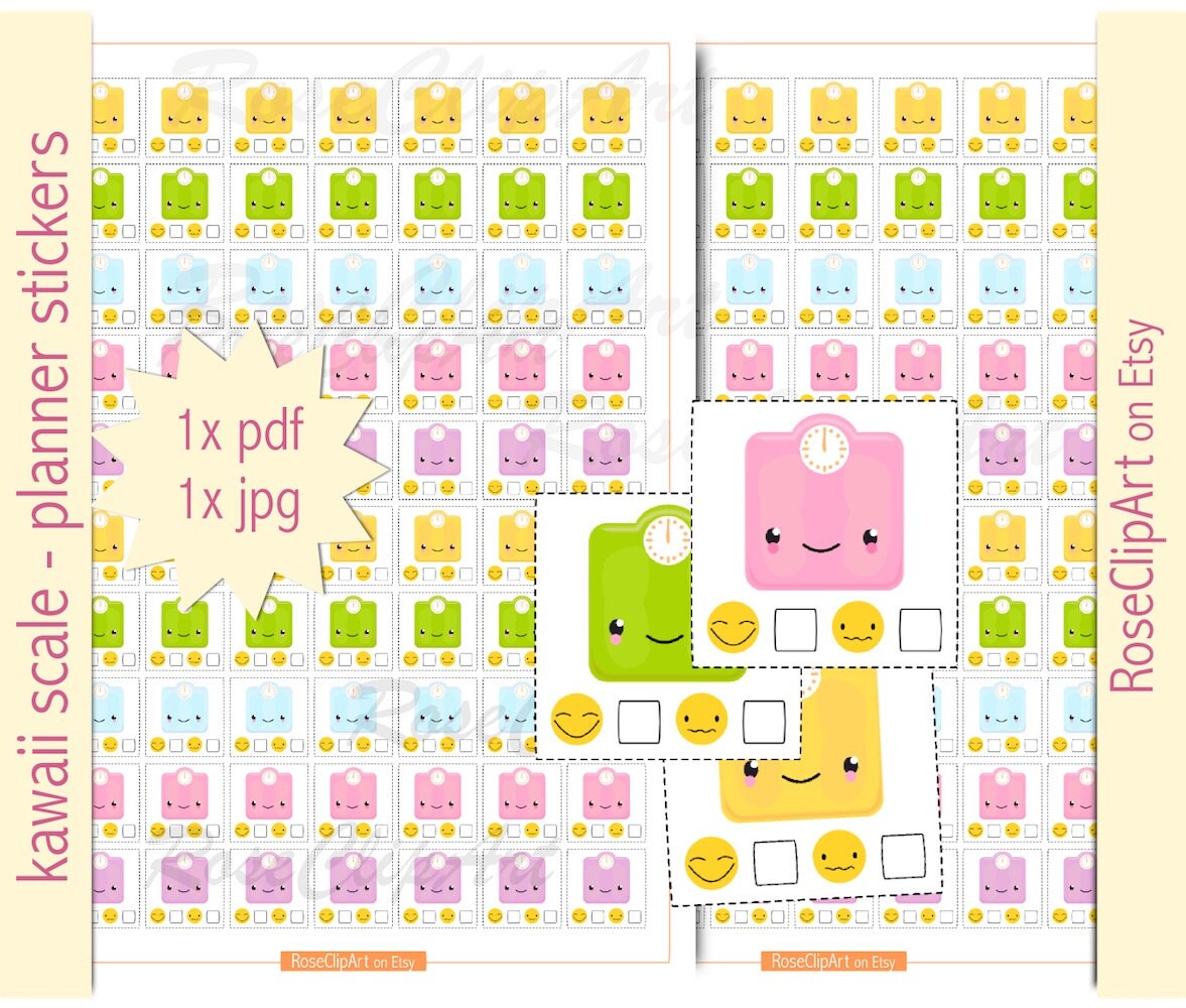 Scale Planner Stickers Instant Download Printable Happy Kawaii Scale ...