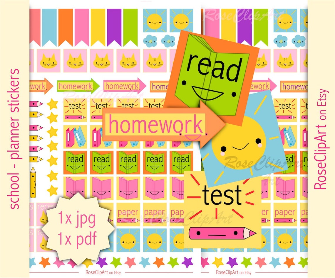 School Planner Stickers Instant Download Printable Student - Etsy Canada