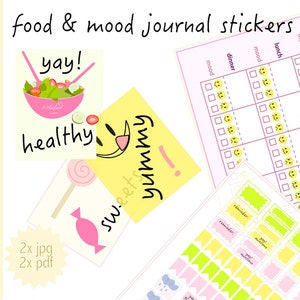 Printable food and mood journal menu diary and page markers | Etsy