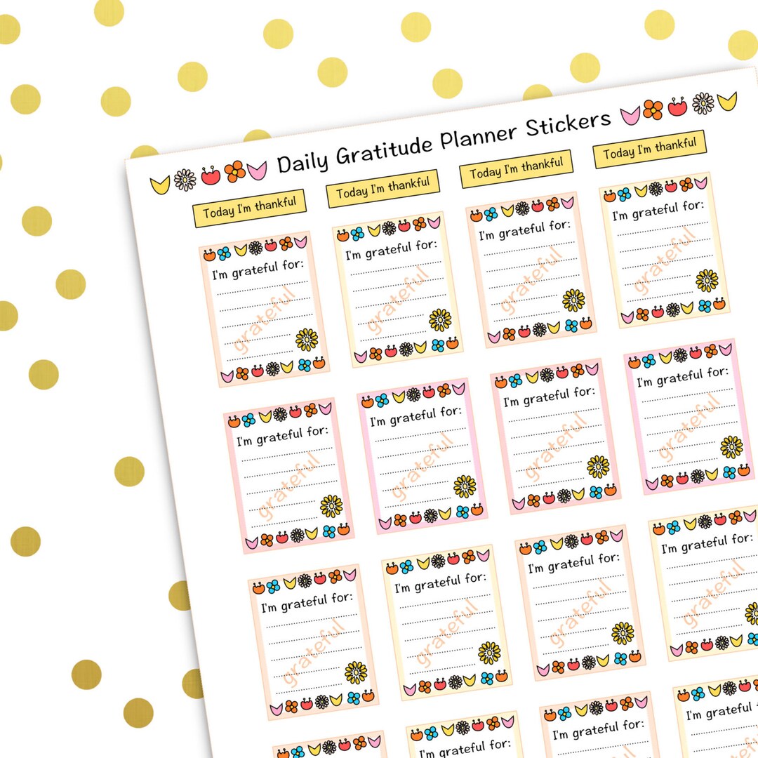 Gratitude Stickers - Instant Download - Daily Gratitude Planner ...
