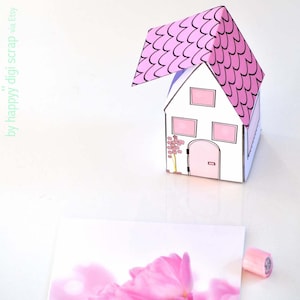Printable Gift Box House - Instant Download - Pink White Colored Paper ...