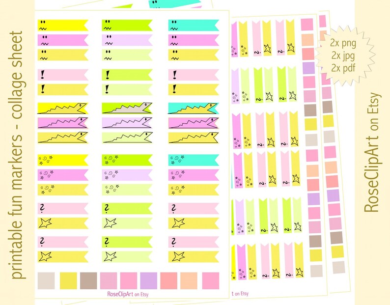 Printable Fun Markers - Instant Download - Page Markers - Commercial ...