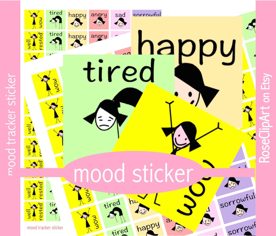 Mood Tracker Stickers Instant Download Printable Mood - Etsy