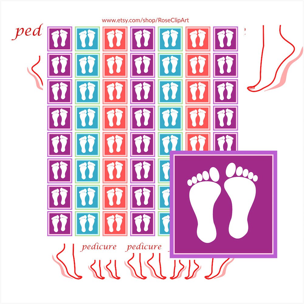 Pedicure Stickers Instant Download Printable Foot Planner Stickers ...