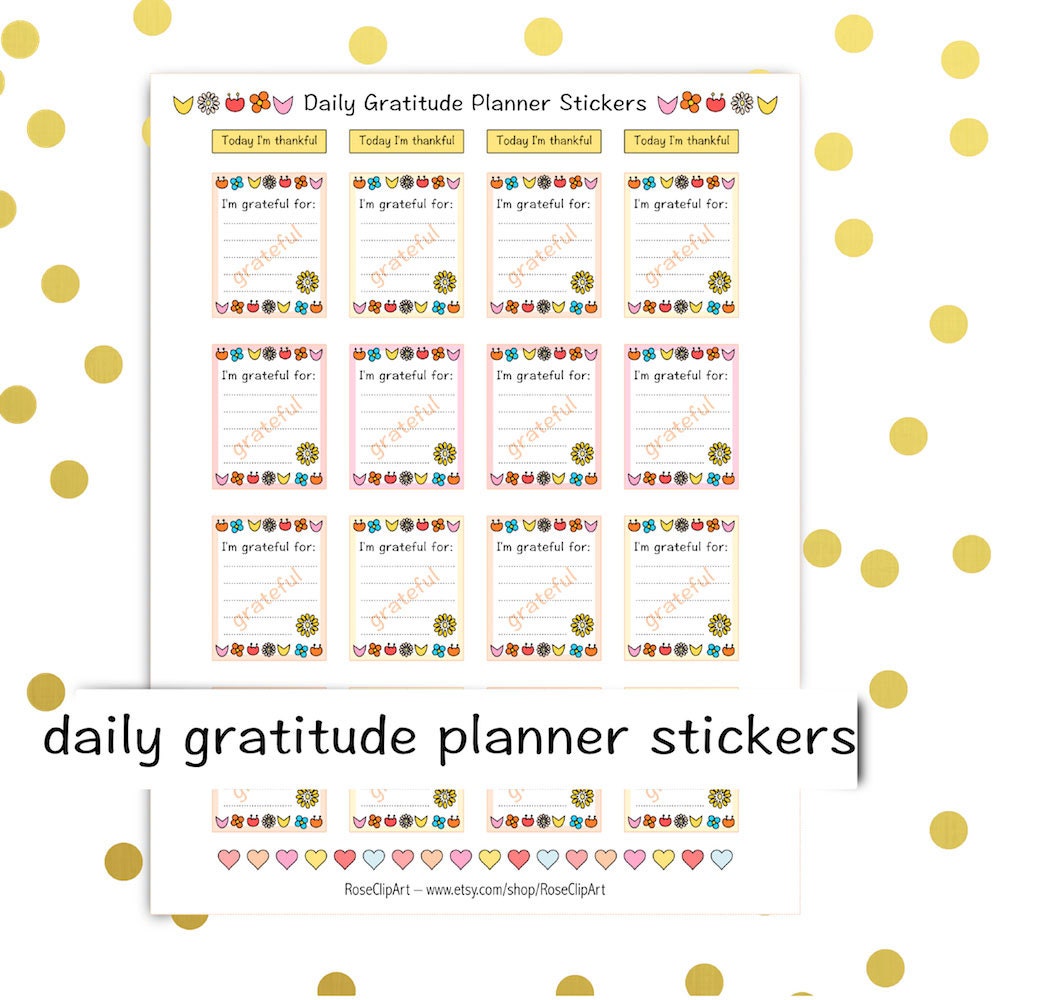 Gratitude Stickers - Instant Download - Daily Gratitude Planner ...