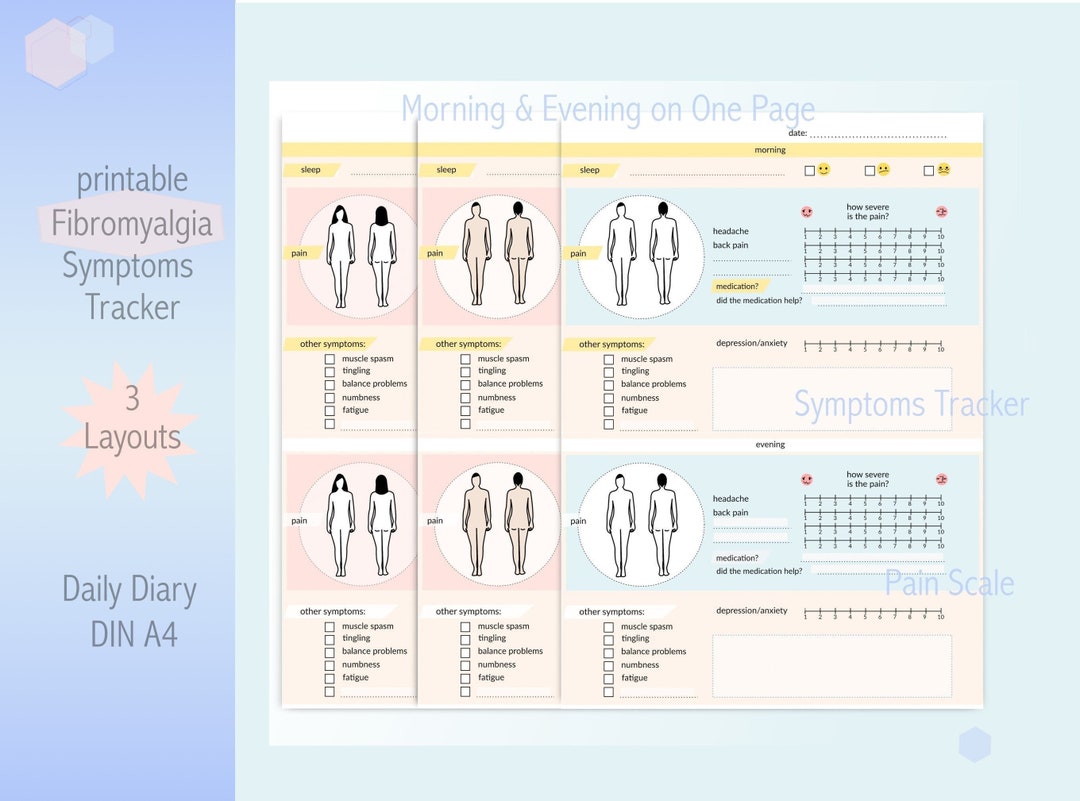 Fibromyalgia Diary Page A4 - Printable Symptoms Tracker - Instant ...