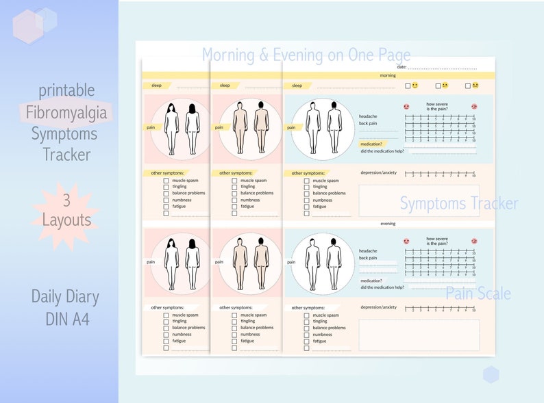 Fibromyalgia Diary Page A4 - Printable Symptoms Tracker - Instant ...
