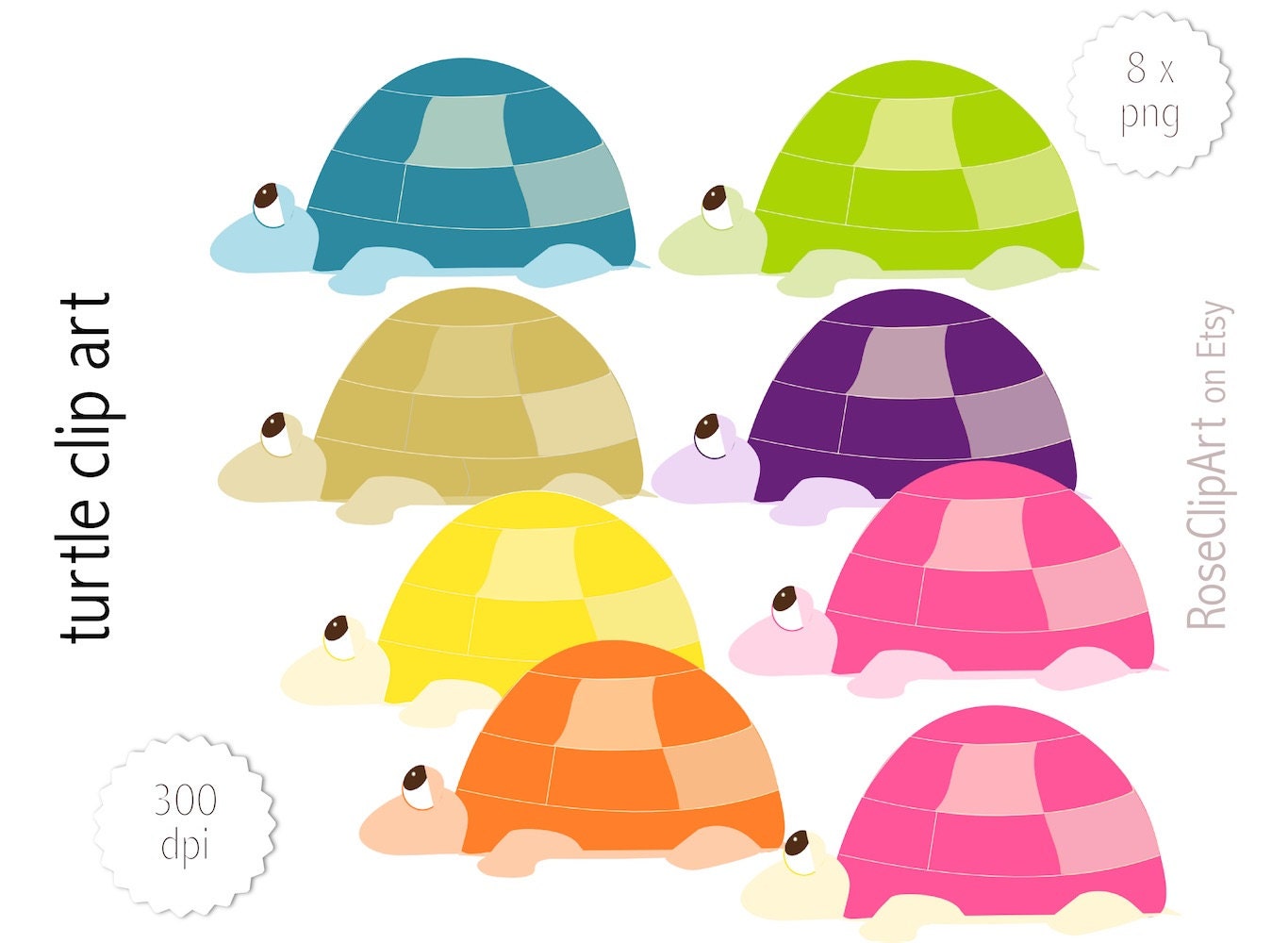 Digital Turtle Clipart Instant Download Commercial Use Allowed Cute ...
