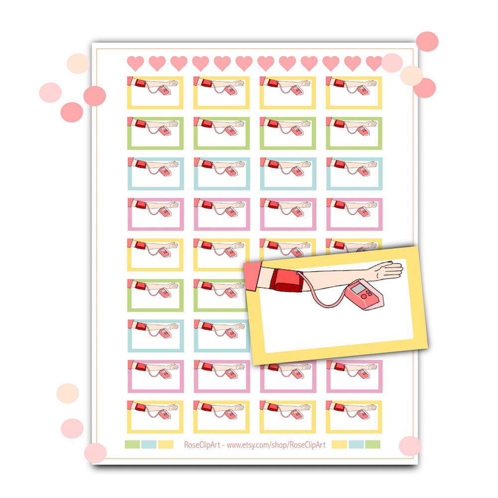 Blood Pressure Tracker - Instant Download - Printable Planner Stickers ...