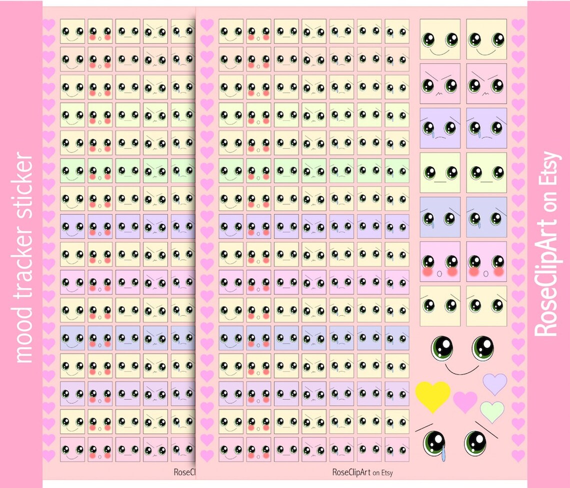 Mood Tracker Stickers Instant Download Printable Mood Stickers Kawaii ...