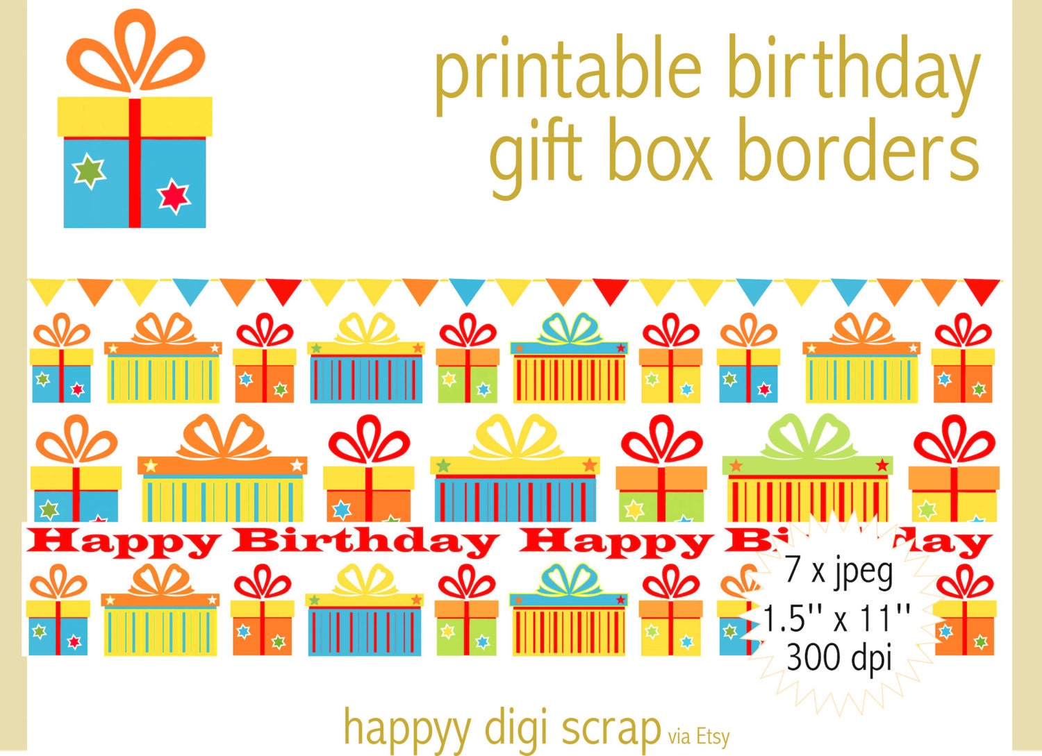 Birthday Gift Box Border Jpeg Files Instant Download - Etsy