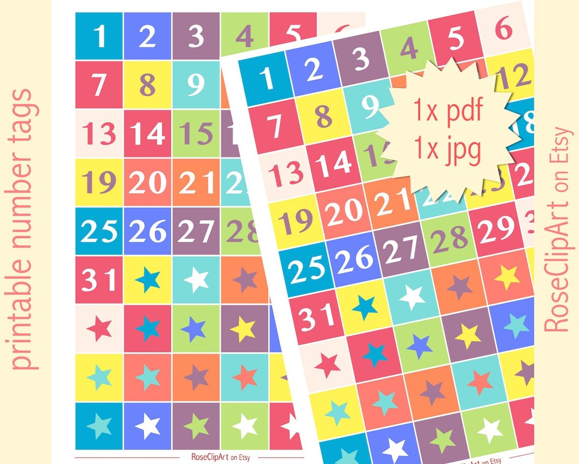 Printable Numbers 1-31 Instant Download Planner Stickers - Etsy