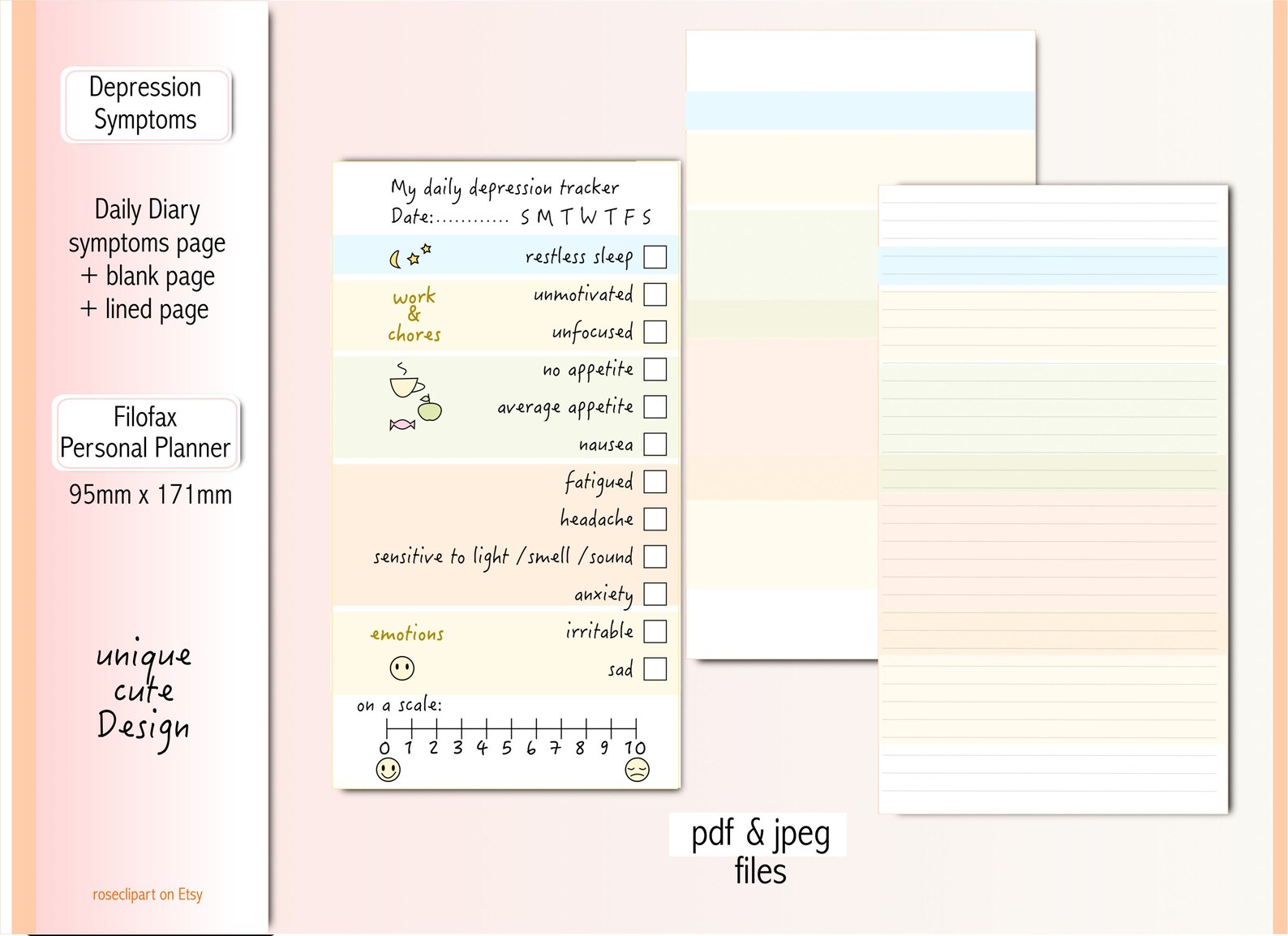 Unique Depression Personal Planner Symptom Tracker Instant Download ...