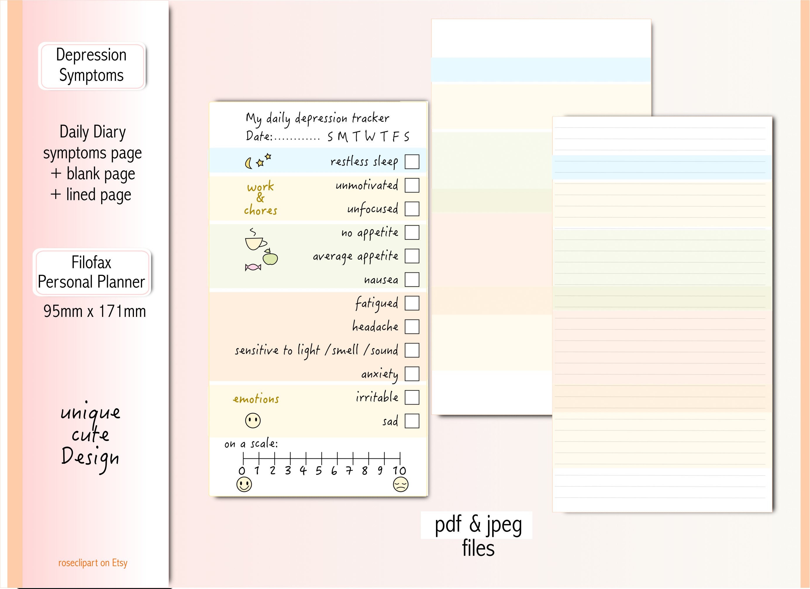 Unique Depression Personal Planner Symptom Tracker Instant Download ...