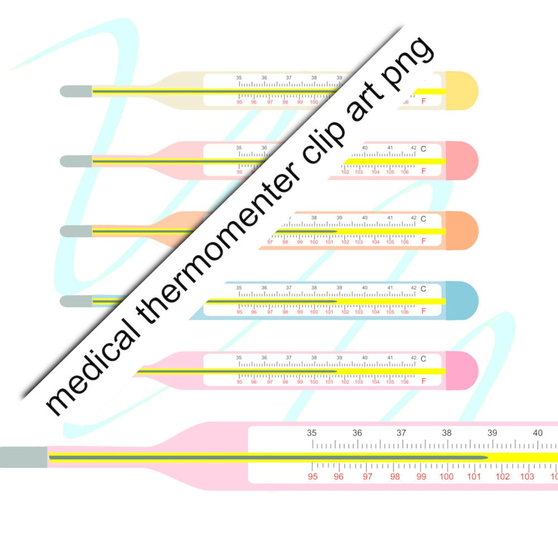 Medical Thermometer Clipart Instant Download 5x Digital | Etsy