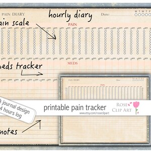 Hourly Pain Tracker Printable 24 Hours Log Instant Download Pain Scale ...