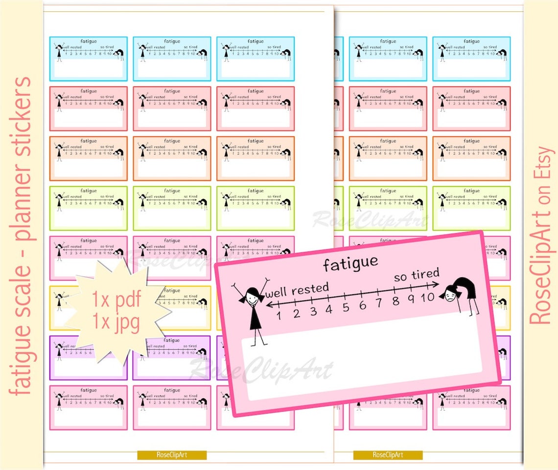 Fatigue Scale Stickers Instant Download Printable Sleep Tracker Planner ...