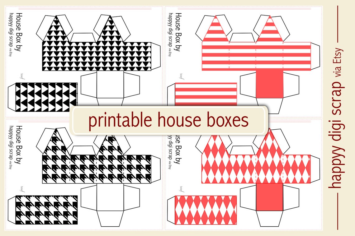 4x Printable House Box Instant Download 4 Differently - Etsy