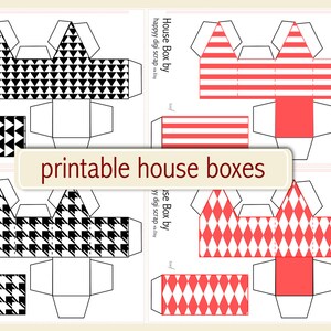 4x Printable House Box - Instant Download - 4 Differently Patterned ...