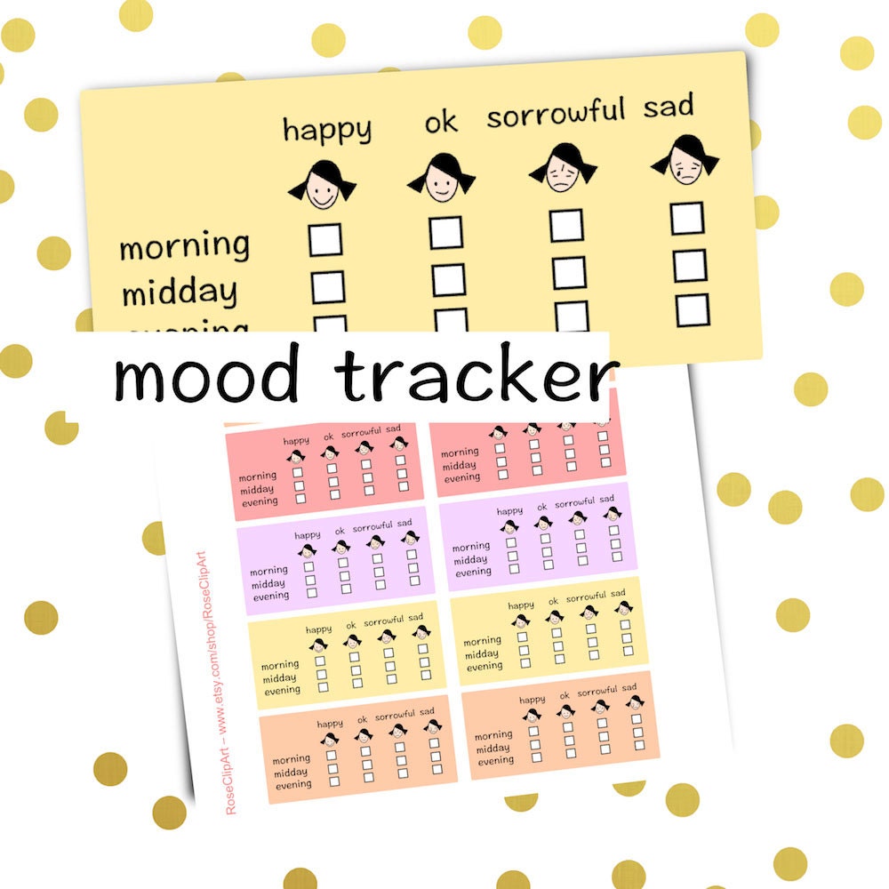 Mood Tracker Stickers Instant Download Printable Mood Planner Stickers ...