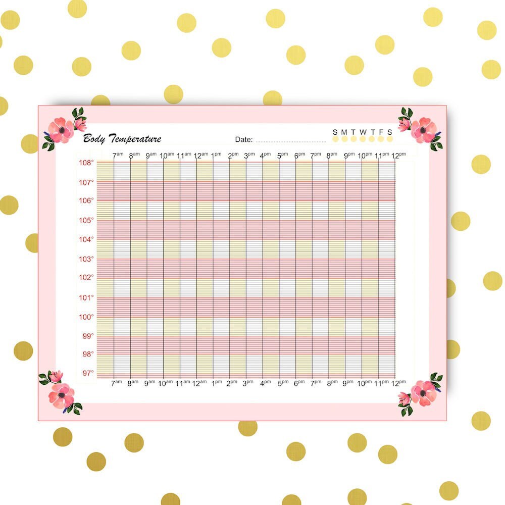 Temperature Tracker Instant Download Printable Hourly Temperature Scale ...