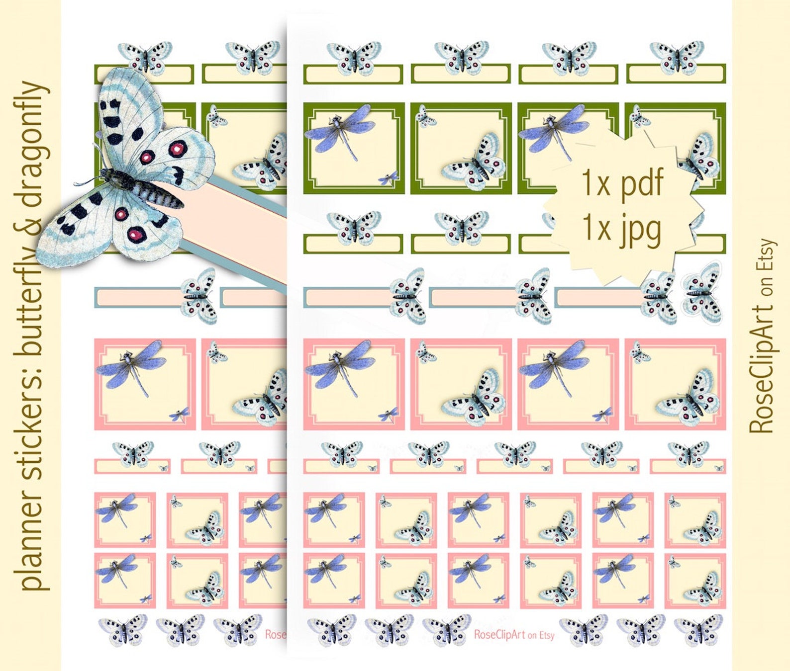 Planner Stickers Butterfly Instant Download Printable Reminder Markers ...