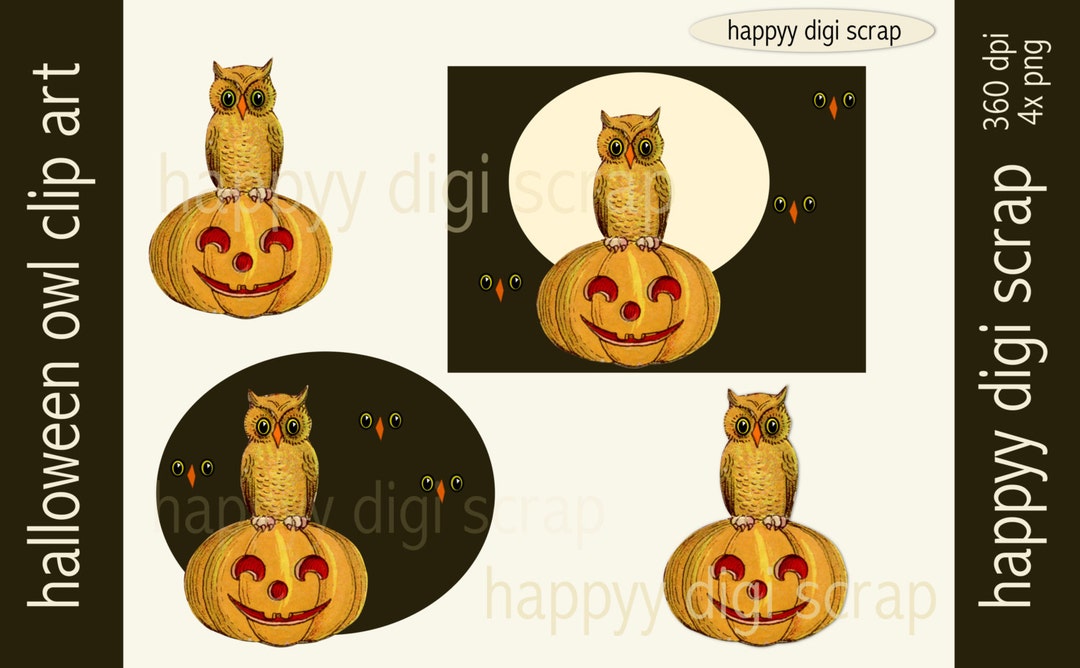 Digital Spooky Clipart - Instant Download - Halloween Owl Clip Art ...