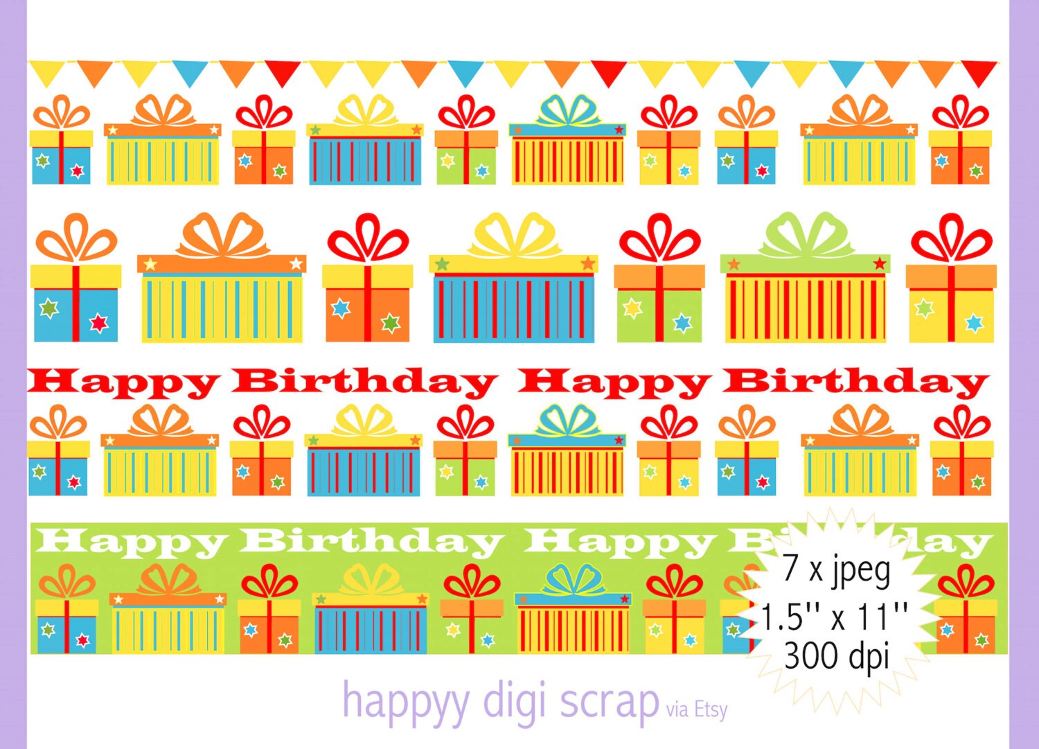 Birthday Gift Box Border Jpeg Files - Instant Download - Printable ...