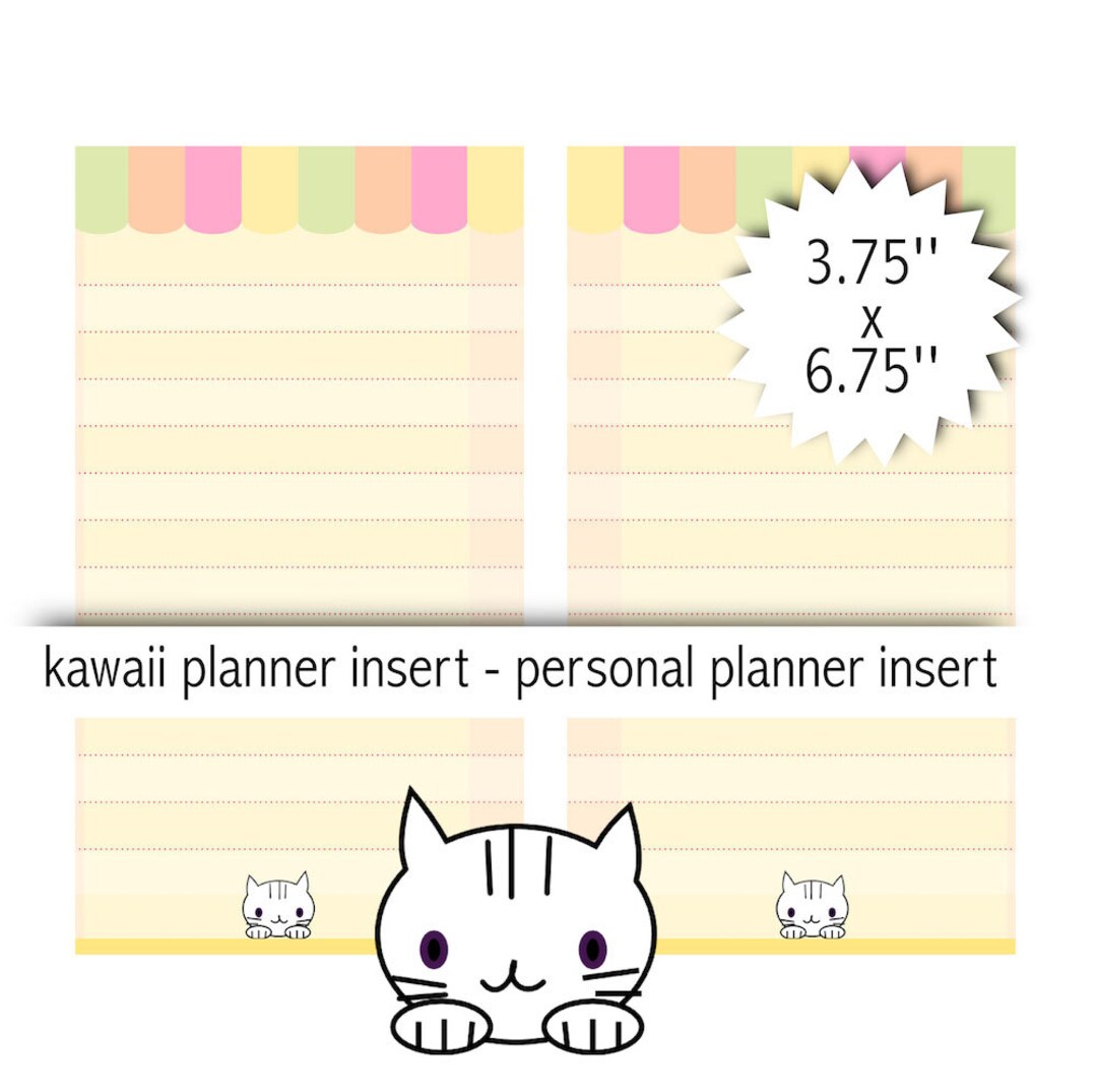 Lined Kawaii Note Page - Instant Download - Printable Personal Planner ...
