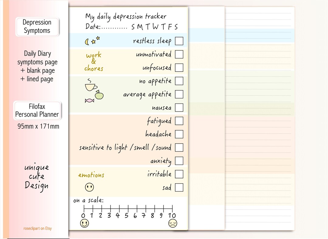 Unique Depression Personal Planner Symptom Tracker - Instant Download ...