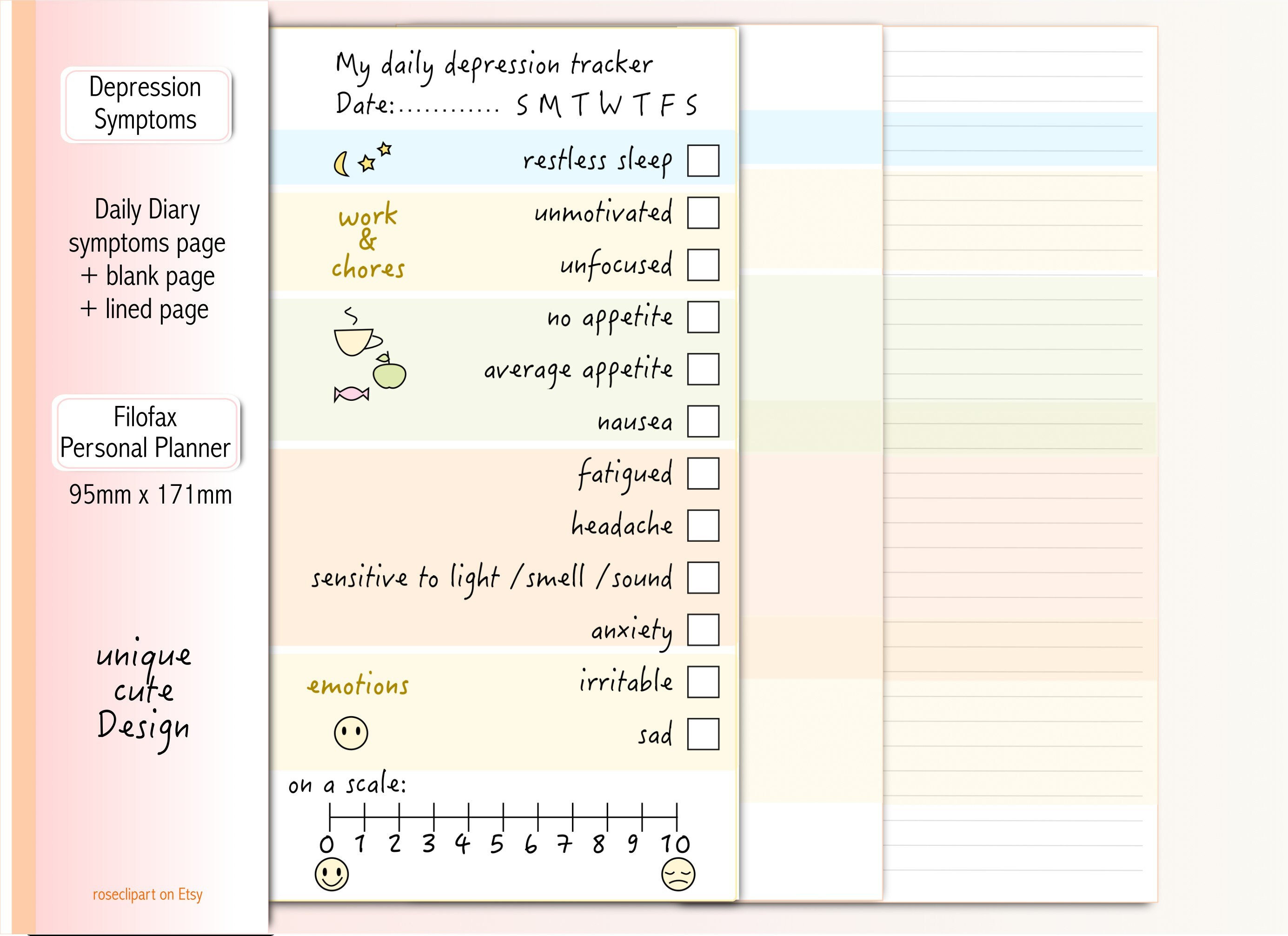 Unique Depression Personal Planner Symptom Tracker Instant Download ...