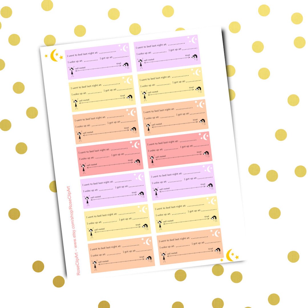 Sleep Tracker Stickers - Instant Download - Printable Sleep Planner ...