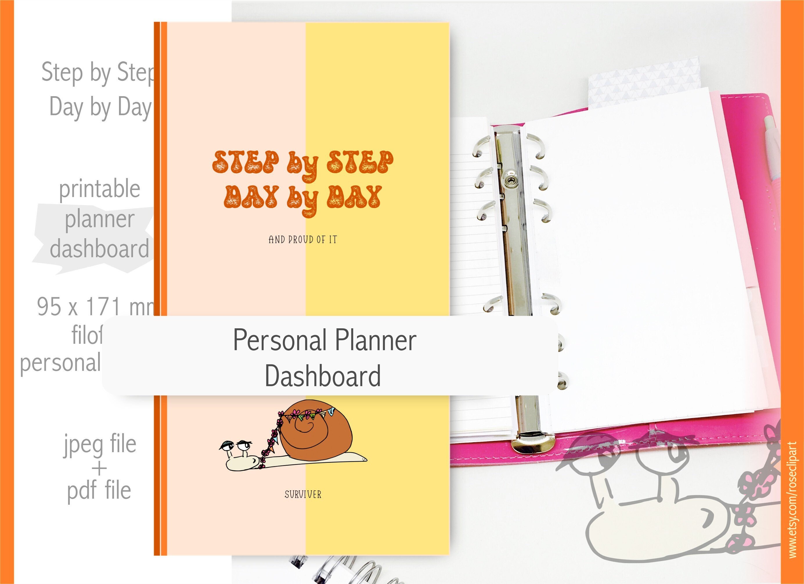 Step by Step Dashboard Printable Motivational Day by Day Cute Snail ...