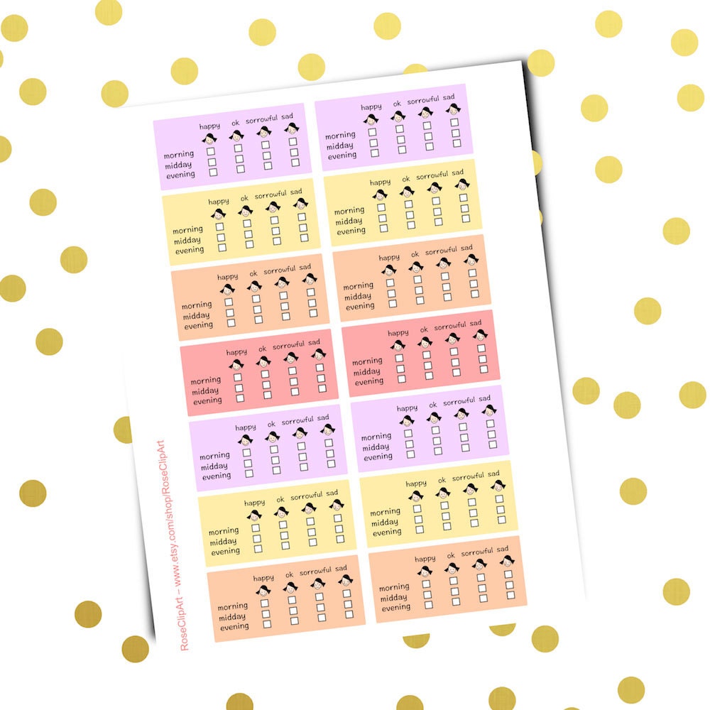 Mood Tracker Stickers Instant Download Printable Mood Planner Stickers ...