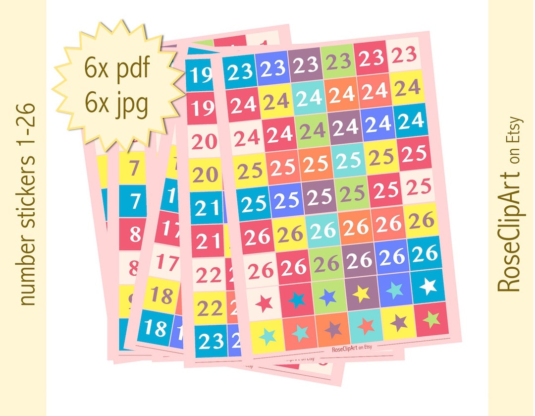 Printable Numbers 1-26 - Instant Download - 6x Planner Stickers ...