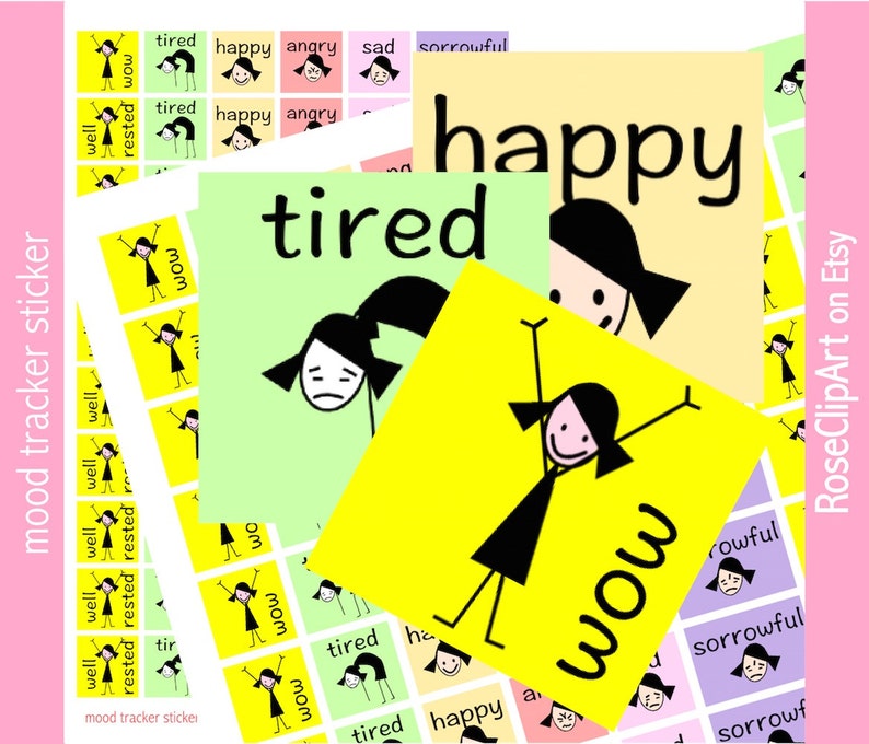 Mood Tracker Stickers Instant Download Printable Mood Stickers Health ...
