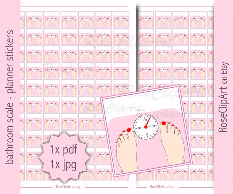 Bathroom Scale Stickers Instant Download Printable Weighing Scale ...