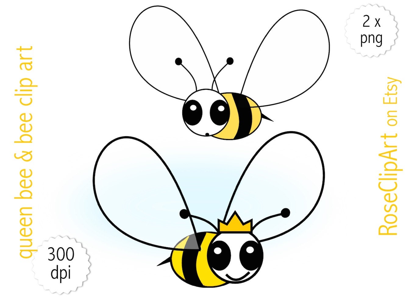 Queen Bee Clipart - Instant Download - Commercial Use Allowed - Queen ...