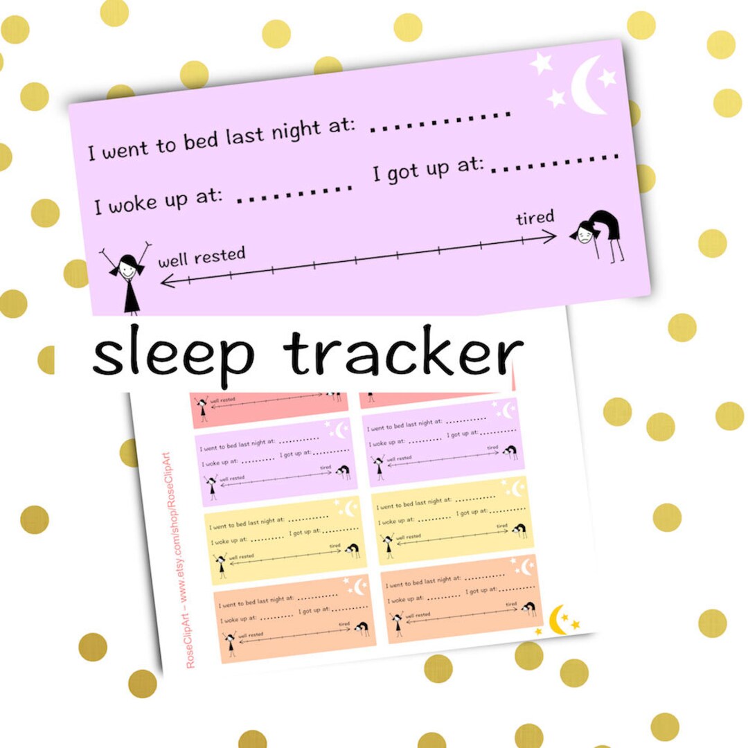 Sleep Tracker Stickers - Instant Download - Printable Sleep Planner ...