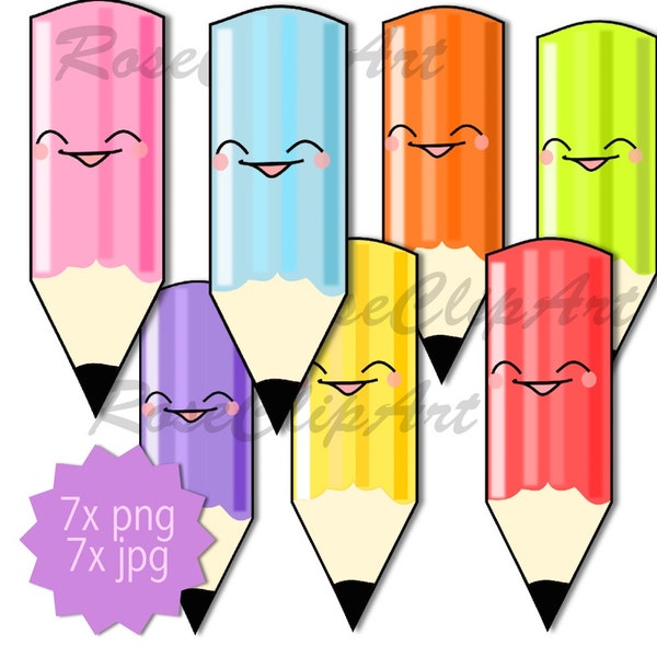 Kawaii School Rainbow Clipart - Etsy