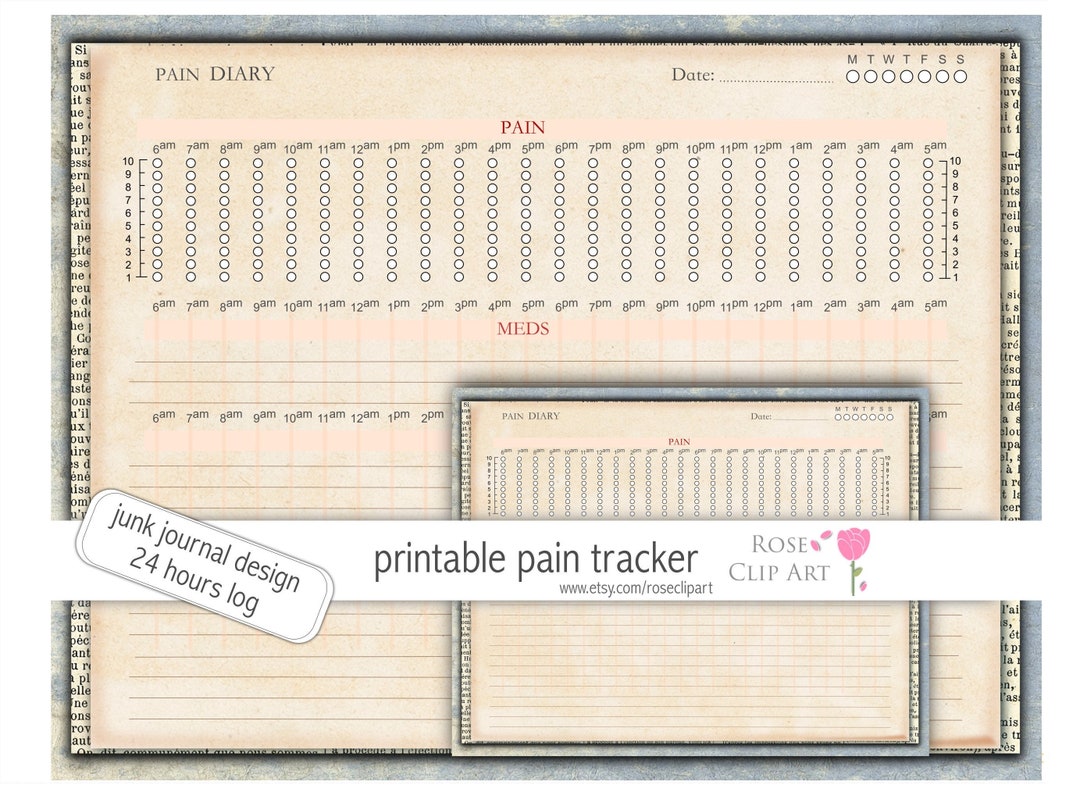 Hourly Pain Tracker - Printable 24 Hours Log - Instant Download - Pain ...