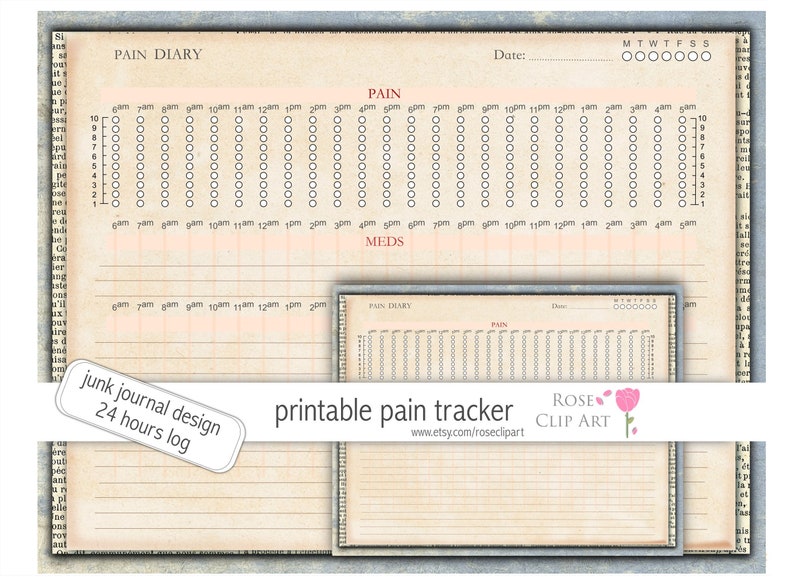 Hourly Pain Tracker - Printable 24 Hours Log - Instant Download - Pain ...