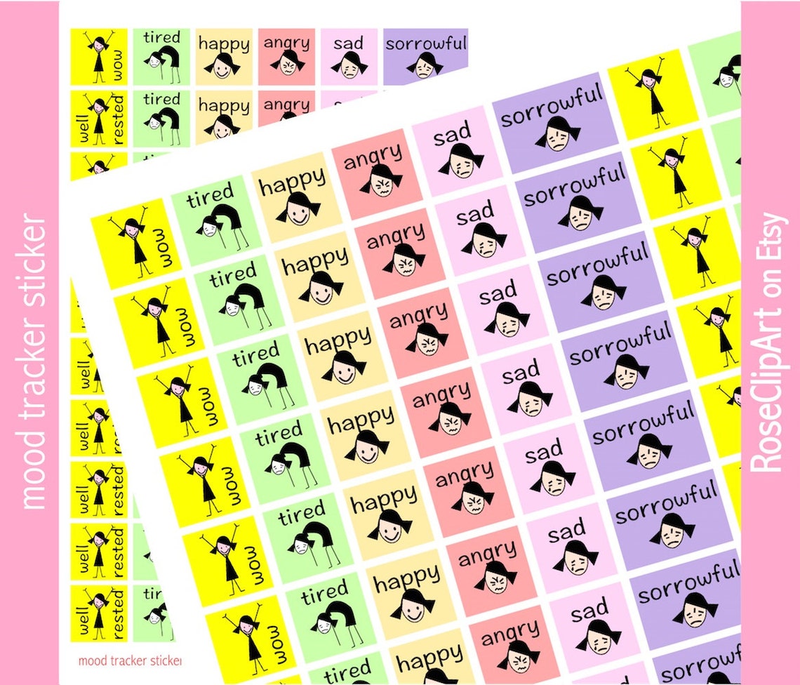 Mood Tracker Stickers Instant Download Printable Mood Stickers Health ...