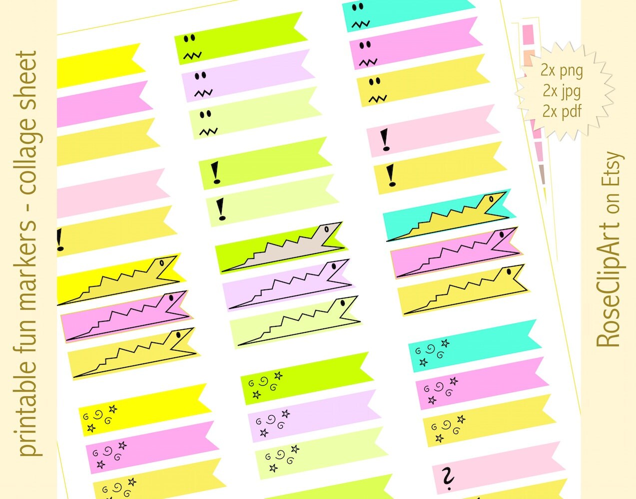 Printable Fun Markers Instant Download Page Markers Commercial Use ...