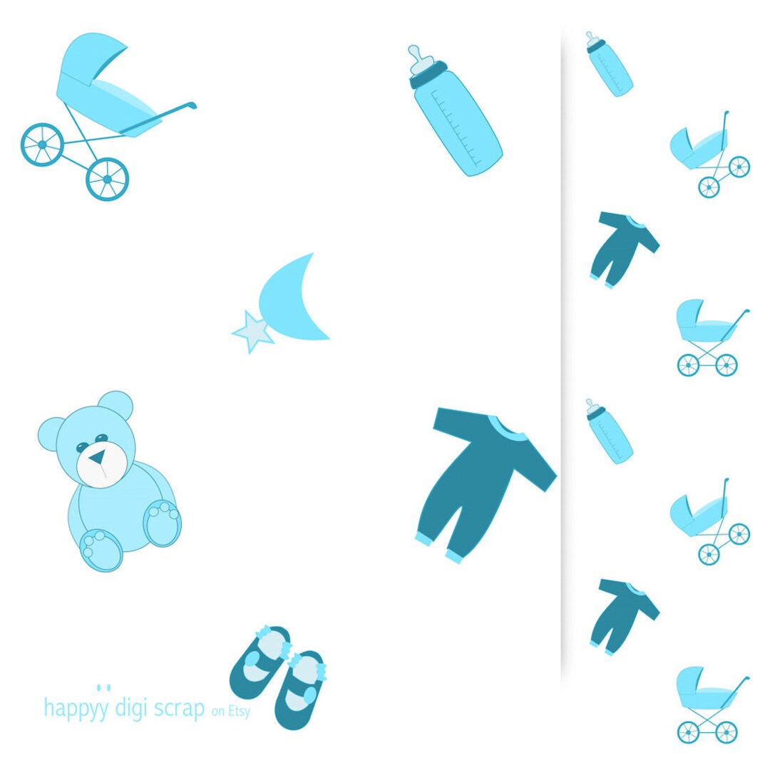 Blue Baby Boy Pattern Paper Instant Download Printable Commercial Uses ...