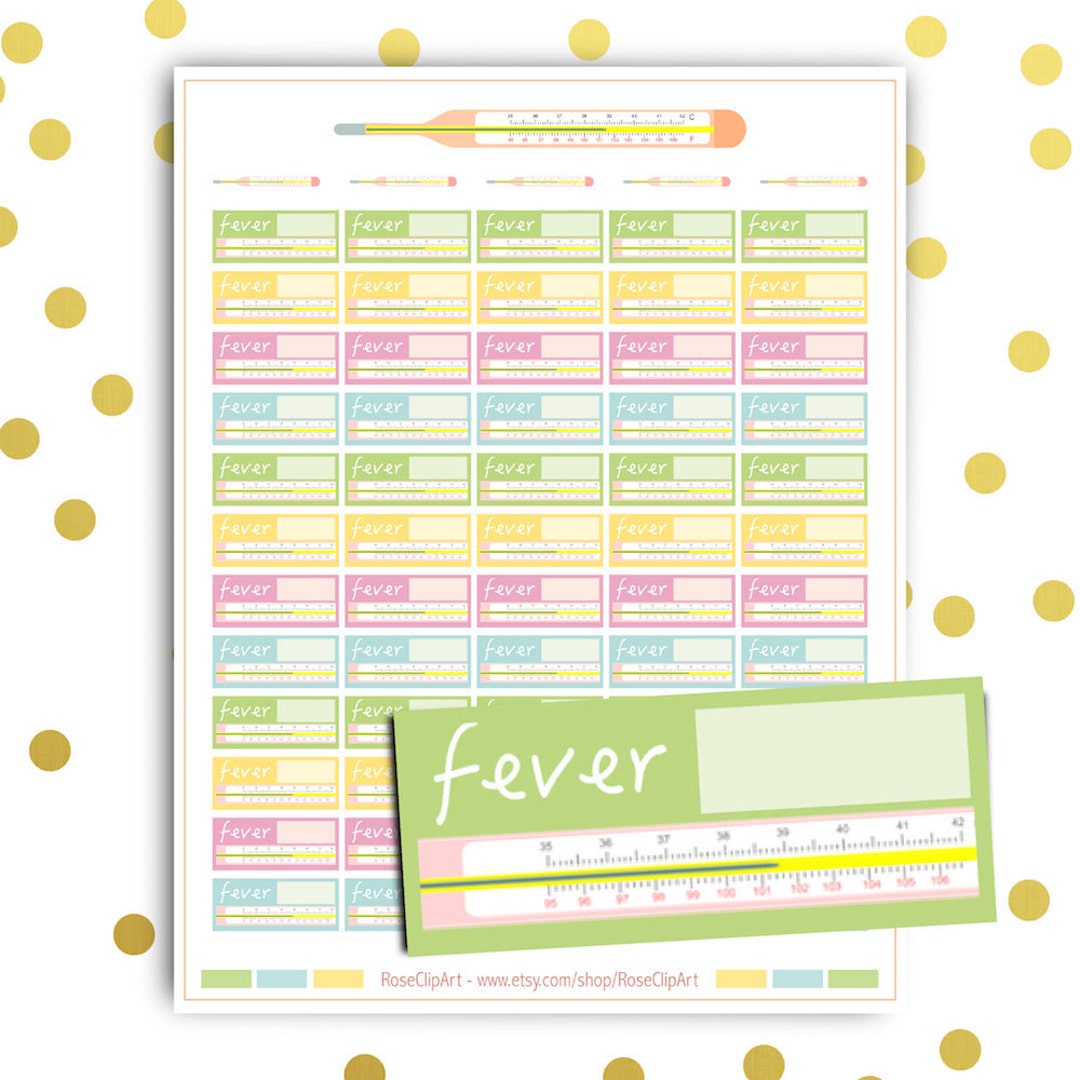 Fever Planner Stickers - Instant Download - Printable Temperature ...