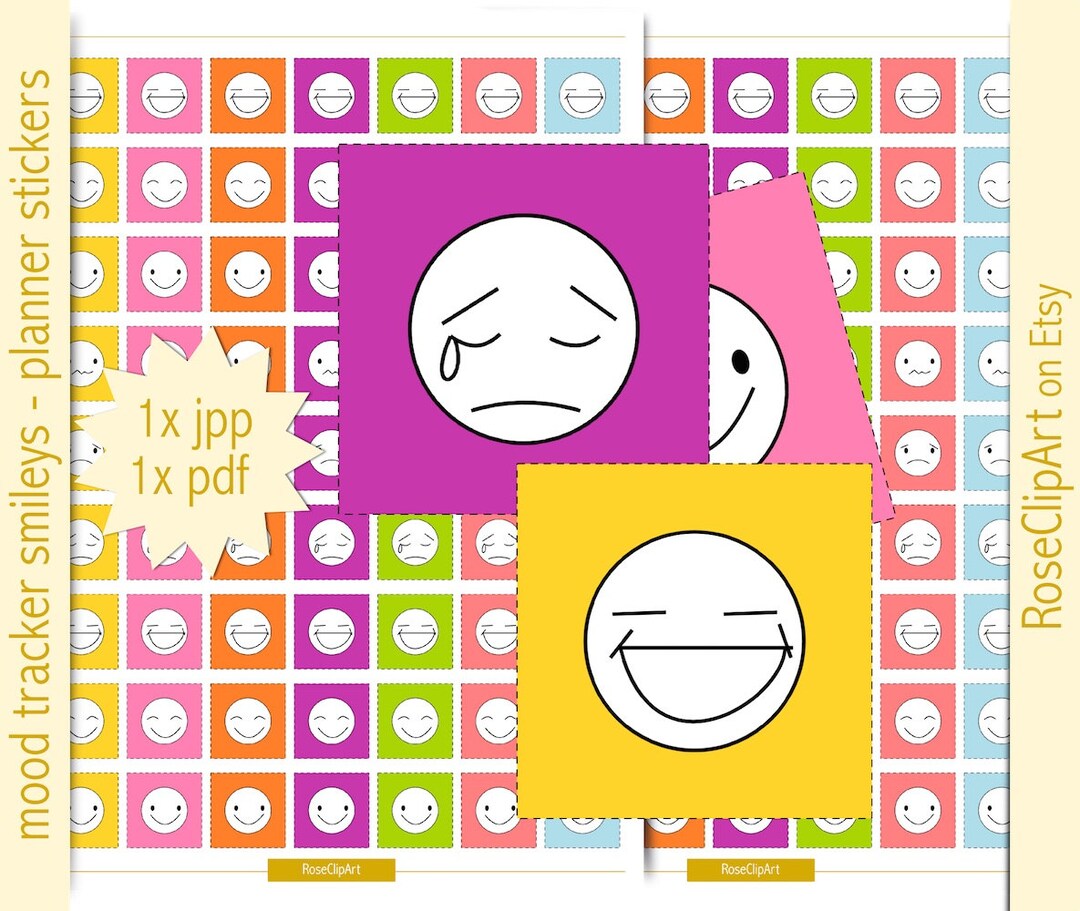 Mood Emotion Stickers - Instant Download - Printable Smiley Faces ...